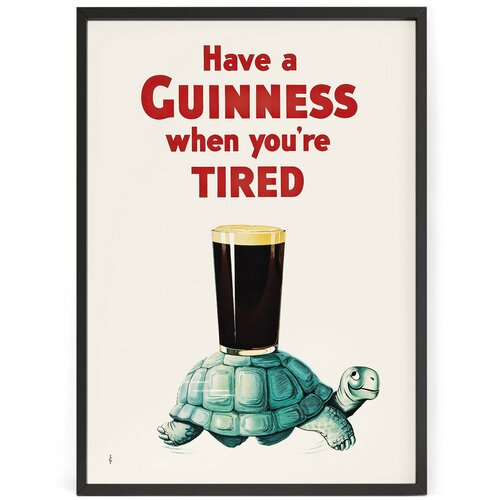 Рекламный плакат пива Гиннесс (Guinness) с карикатурой 1930х годов 90 x 60 см в тубусе