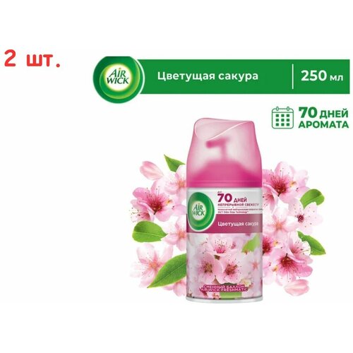 Сменный баллон Air Wick для автоматического освежителя воздуха Freshmatic Pure Цветущая сакура 2 шт по 250 мл 