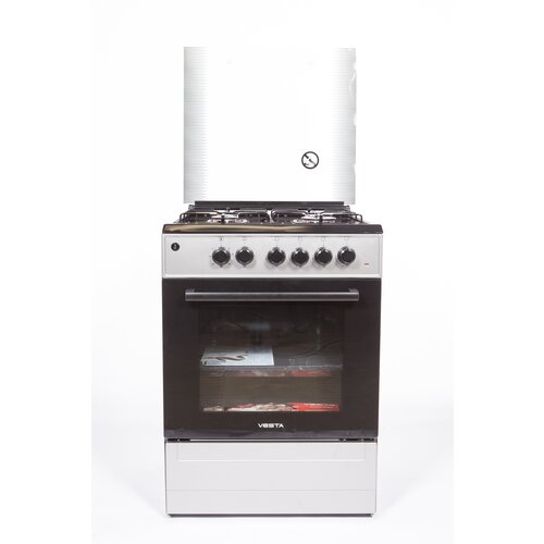 Комбинированная плита VESTA-VALENCIA VGE 50 10-E серая с электрической духовкой, электро-поджиг, подсветка, 3 режима духовки