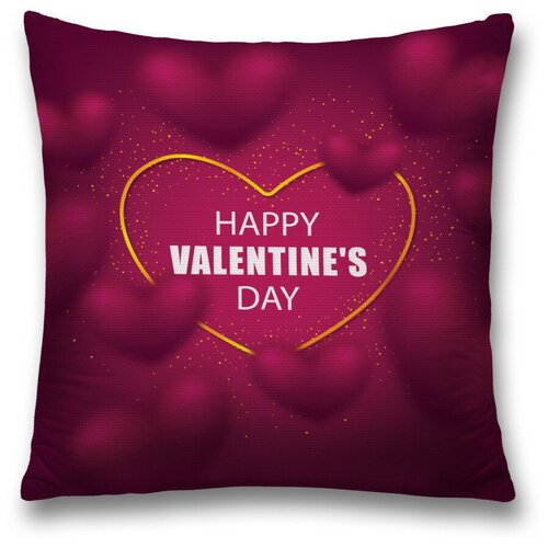 Наволочка декоративная на молнии, чехол на подушку JoyArty "Happy Valentine's Day" 45х45 см