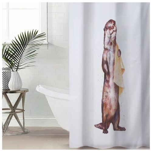 Штора для ванной комнаты Доляна «Чистюля», с люверсами, 180×180 см, полиэстер