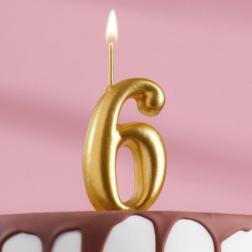 Свеча для торта цифра "Золотая", 5,5 см, цифра "6"