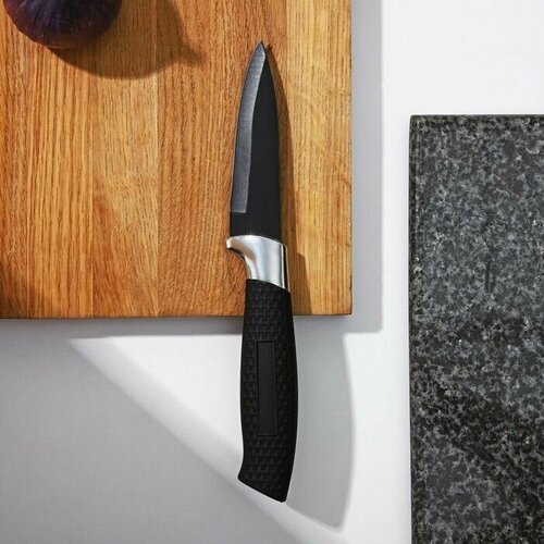 Нож с антиналипающим покрытием Доляна "Супер-блэк", лезвие 9 см, цвет черный