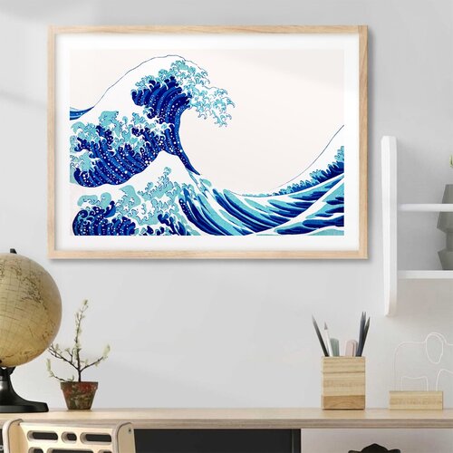 Постер без рамки "Японская волна" 30 на 40 в тубусе / Картина для интерьера / Плакат / Постер на стену / Интерьерные картины