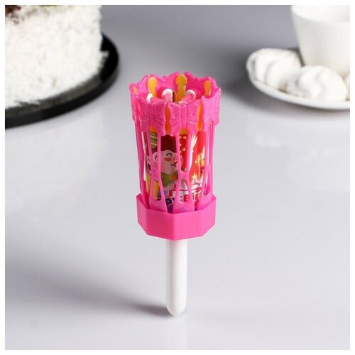 Свеча для торта музыкальная "Цветок", розовая, 15×5 см 283042
