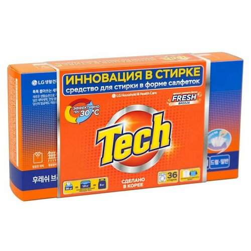 TECH Средство для стирки в листах fresh breeze 36 шт