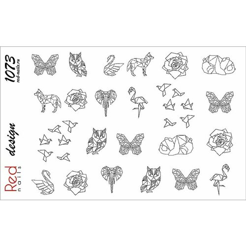 Слайдер-дизайн Red Nails №1073 - Животные геомертия