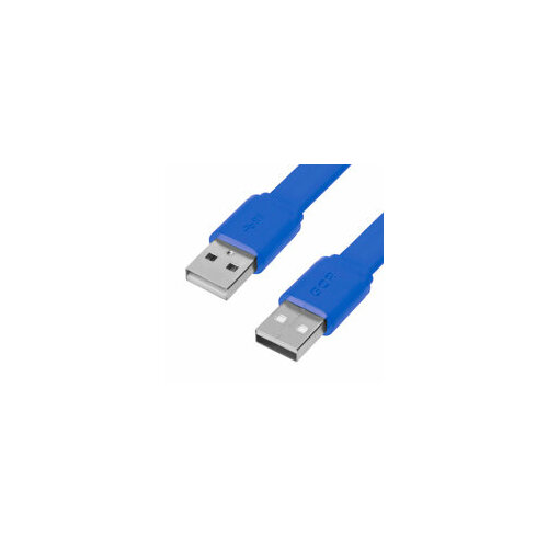 GCR Кабель PROF 1.0m USB 2.0 AM/AM, плоский, синий, 28/24 AWG, экран, заземление, морозостойкий, GCR-55570 Greenconnect GCR-55570