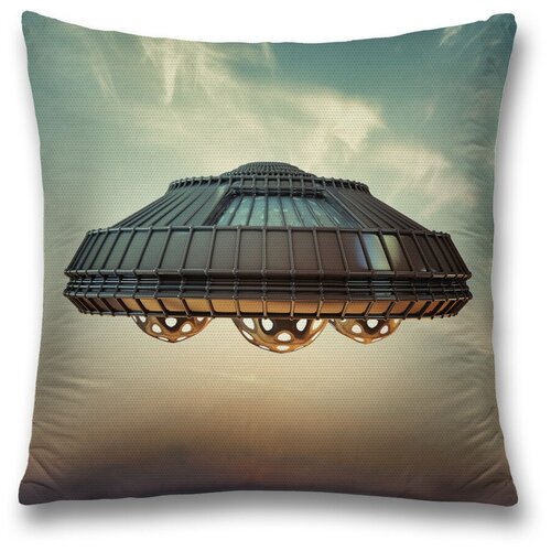 Наволочка декоративная на молнии, чехол на подушку JoyArty "Летающий объект" 45х45 см