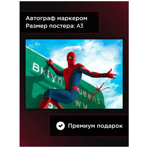 Постер с автографом Том Холланд в фильме Человек Паук от Марвел, А3, без рамы