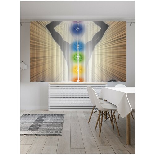 Классические шторы JoyArty "Поза йога", серия Oxford DeLux, 2 полотна 145x180 см