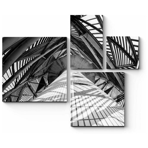 Модульная картина Винтовая черно-белая лестница132x110