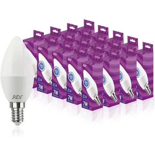 Упаковка светодиодных ламп 20 шт REV 32350 1, 4000К, Е14, C37, 7Вт