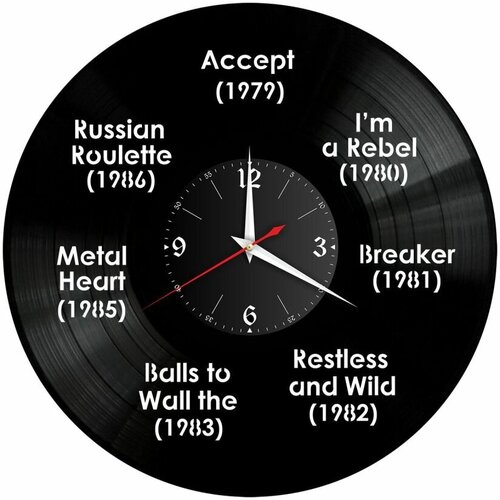 Часы из винила Redlaser "группа Accept (дискография), Эксепт, альбоимы группы Эксепт" VW-10078