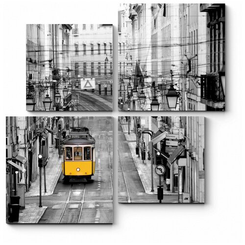 Модульная картина Одинокий трамвай, Лиссабон 80x80