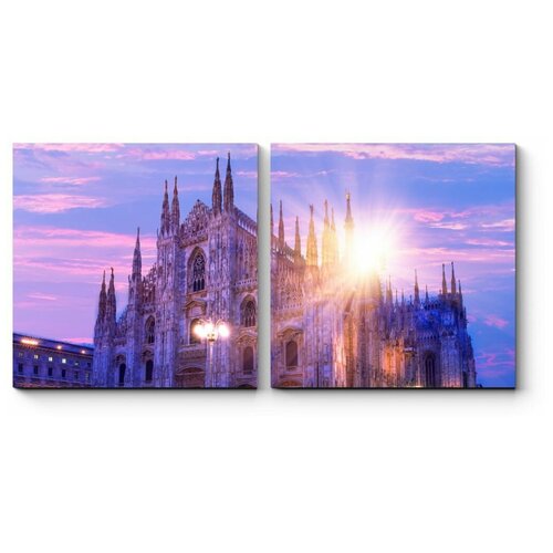 Модульная картина Миланский собор в лучах закатного солнца 140x70