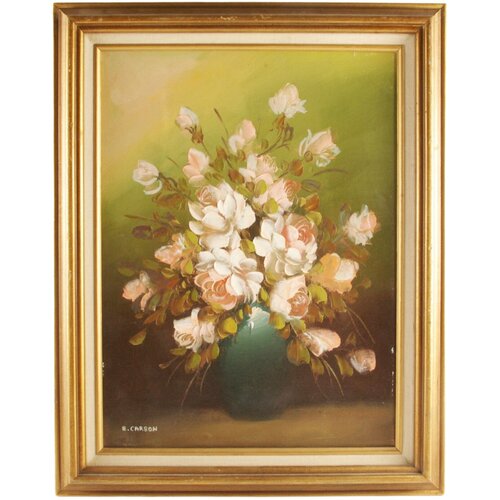 Винтажная картина "Букет нежных цветов". Холст, масло, дерево. США, конец ХХ века.