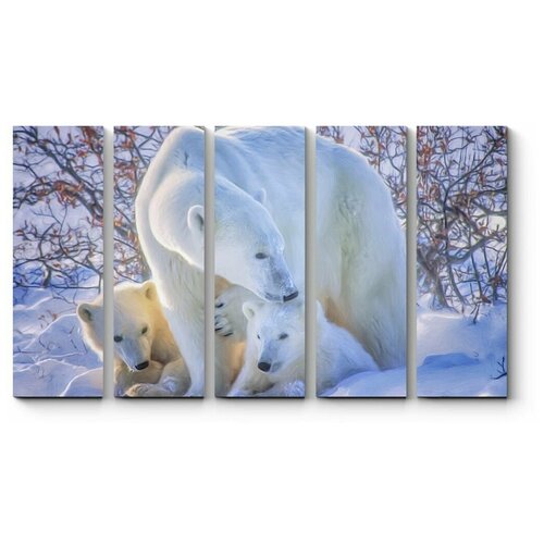 Модульная картина Семейная прогулка полярных медведей 130x78