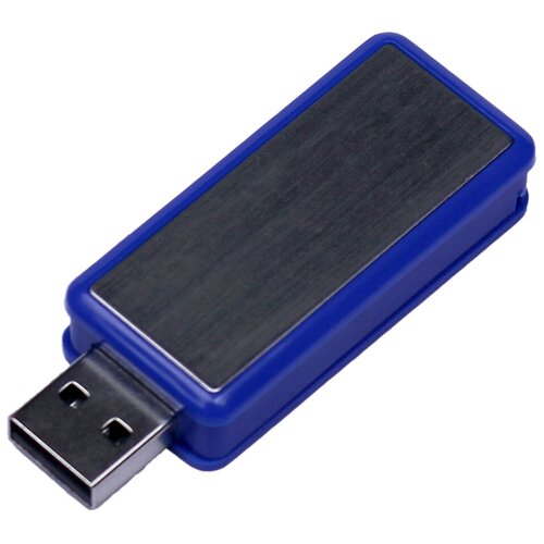 Прямоугольная выдвижная пластиковая флешка для нанесения логотипа (128 Гб / GB USB 2.0 Синий/Blue 034)