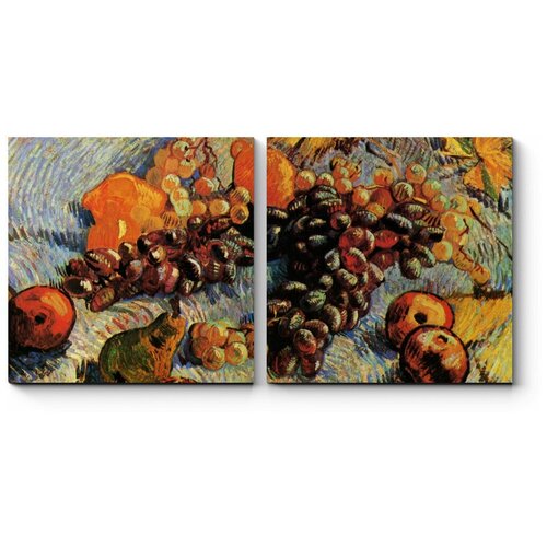 Модульная картина Виноград, лимоны, груши и яблоки, Винсент Ван Гог 50x25