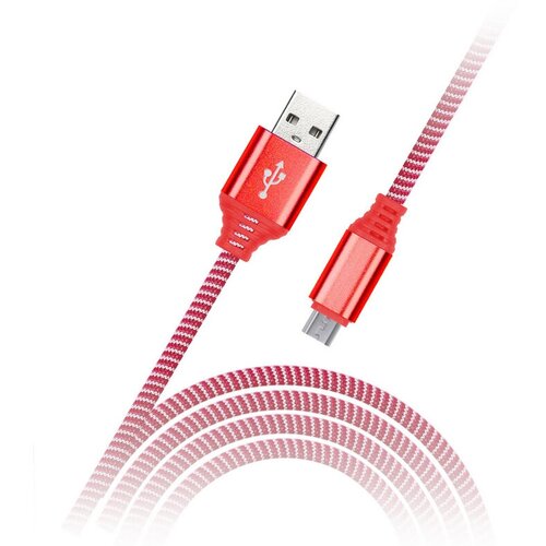 Кабель Smartbuy iK-12NS, USB2.0 (A) - microUSB (B), в оплетке, 2A output, 1м, красный