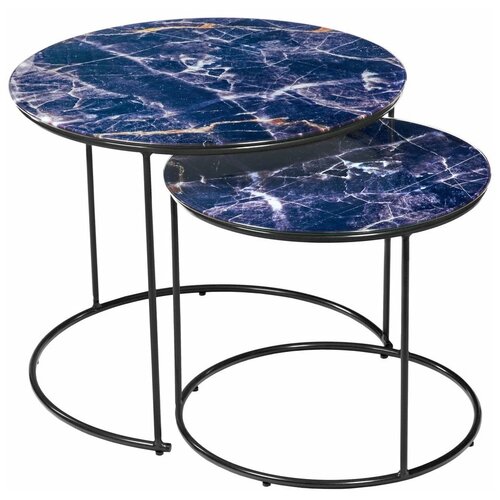 Комплект журнальных столиков BRADEX Home Tango темно-синий с чёрными ножками, 2шт, 58х58х48 см