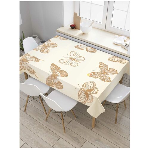 Скатерть прямоугольная JoyArty на кухонный стол "Винтажные бабочки" из оксфорда, 180x145 см
