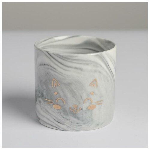 Керамическое кашпо с тиснением «Котик», 8 х 7,5 см 5114082