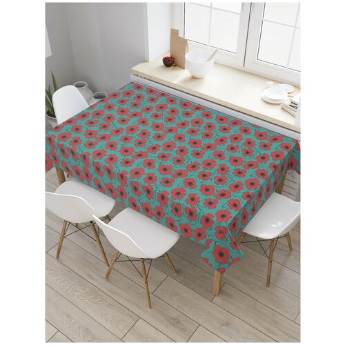 Скатерть прямоугольная JoyArty на кухонный стол "Маки наив" из оксфорда, 120x145 см