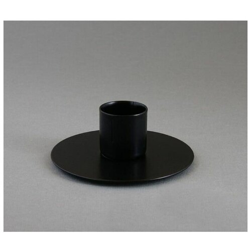 Подсвечник металл на 1 свечу "Круг", 3х7 см, черный муар