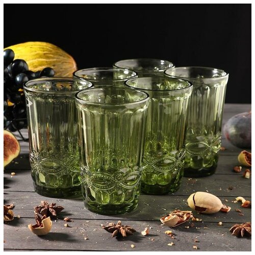 Magistro Набор стаканов "Ла-Манш", 350 мл, 8х8х12,5 см, 6 шт, цвет зелёный