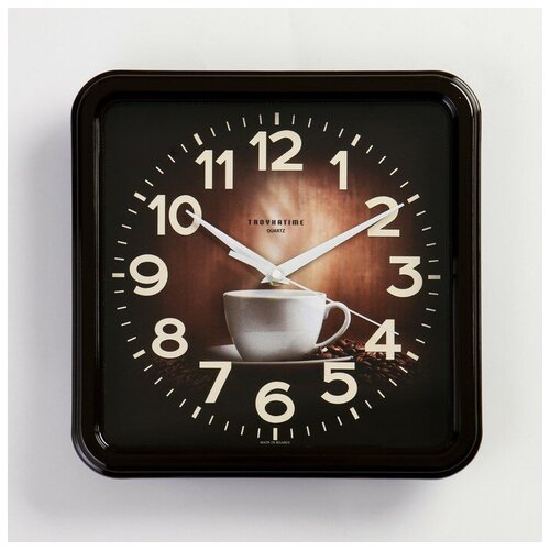 Часы настенные, серия: Кухня, "Чашка кофе", плавный ход, 26 х 26 cм, коричневый