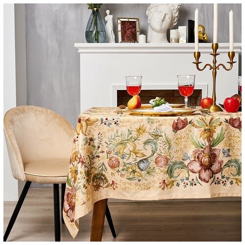 Набор столовый «Этель» Floral pattern, скатерть 147x184 +/-2 см с гмво, салфетки 40х40 см - 8 шт