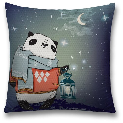Наволочка декоративная на молнии, чехол на подушку JoyArty "Панда под звездным небом" 45х45 см