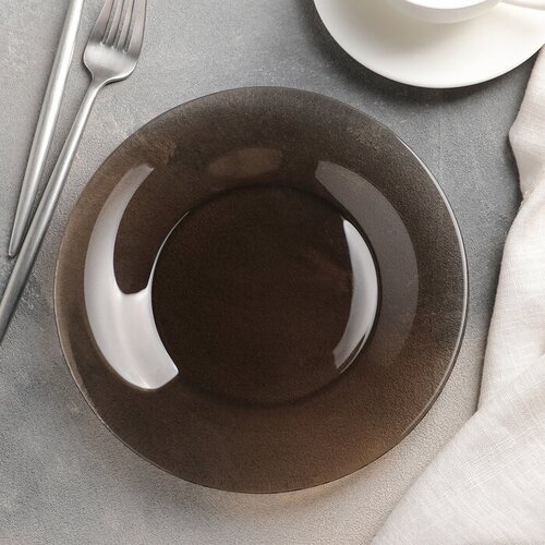 Тарелка десертная стеклянная Ambiente Eclips, d=19,6 см, цвет коричневый
