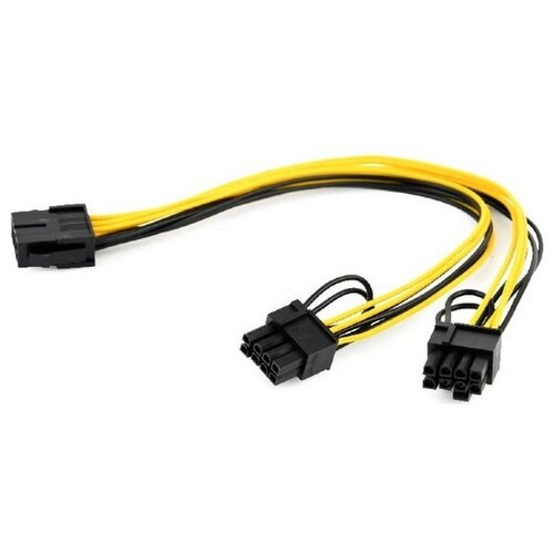 Разветвитель Cablexpert PCI-E 8-pin - 2x PCIe 6+2 pin (CC-PSU-85), 0.3 м, 1 шт., желтый/черный