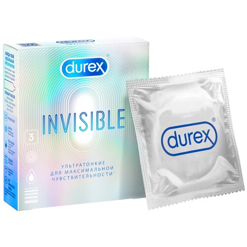 Презервативы Durex Invisible ультратонкие для максимальной чувствительности, 3 шт.