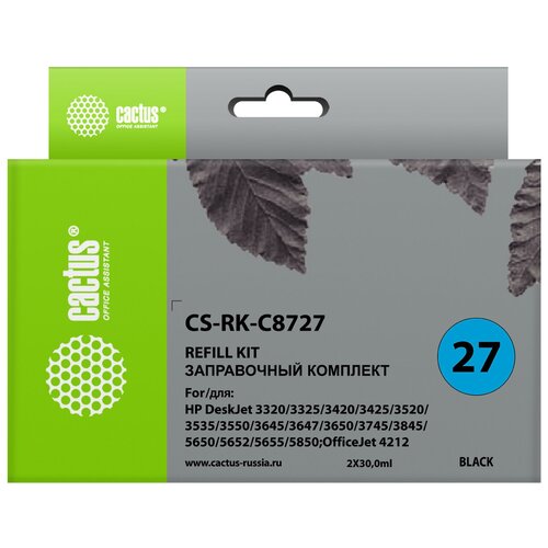 Чернила CACTUS CS-RK-C8727 Заправочный набор Cactus CS-RK-C8727 черный60мл для HP DJ 3320/3325/3420/3425/3520/3535/OJ 4212