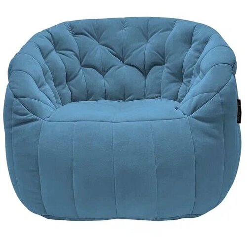 Бескаркасное кресло для отдыха aLounge - Butterfly Sofa - Blue Jazz (велюр, синий) - современная мебель в гостиную, спальню, детскую, офис, на балкон