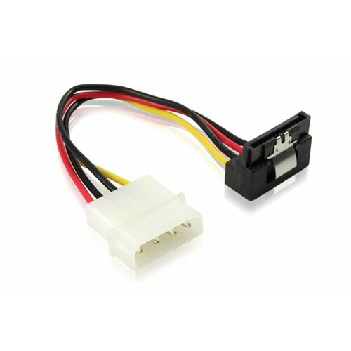 Кабель SATA питания 0.15 m GCR GC- ST202, MOLEX 4pin / SATA 15pin (угловой) железный зажим, медь, пакет Greenconnect GC-ST202