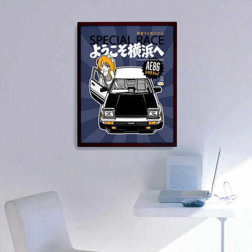 Постер Toyota AE86 anime, JDM 50X40 / Resource Stickers