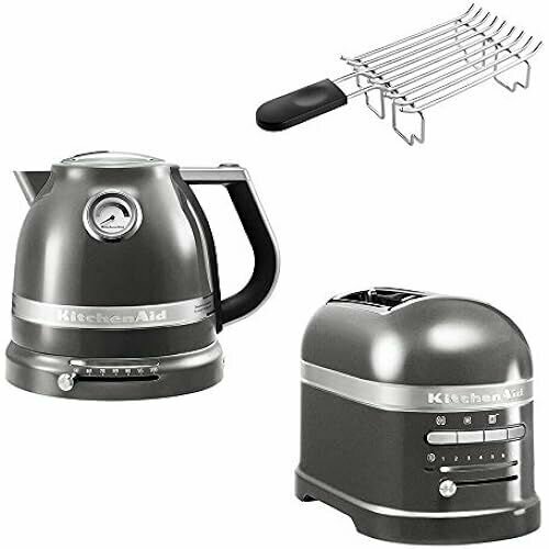 Набор для завтрака KitchenAid Artisan, включающий чайник 5KEK1522, тостер на 2 ломтика 5KMT2204 и насадку для хлеба для идеального начала дня (серебряный медальон)