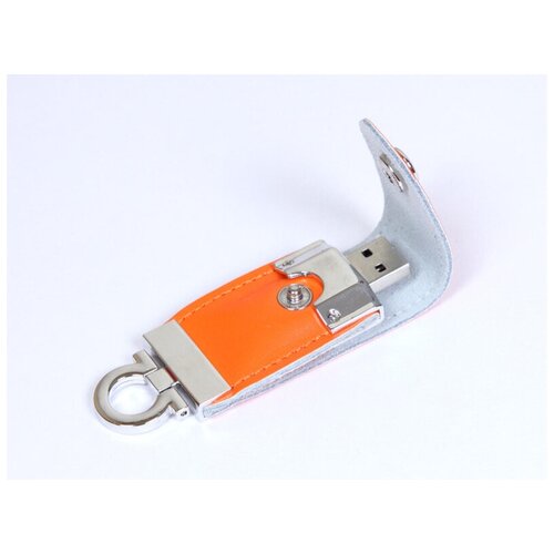 Кожаная флешка брелок для нанесения логотипа (4 Гб / GB USB 2.0 Оранжевый/Orange 209 Flash drive)