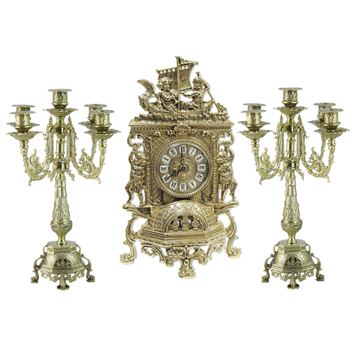 Часы каминные с канделябрами на 5 свечей AL-82-101-C Италия