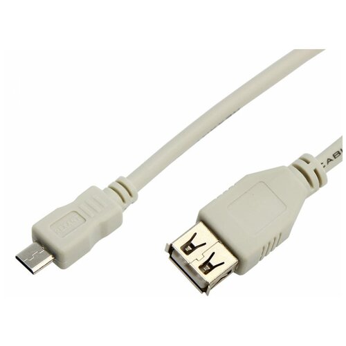 Кабель mini USB (male) штекер - USB-A (male) штекер, длина 0,2 метра, белый (PE пакет) Rexant, 10шт