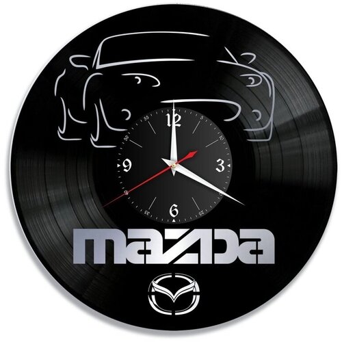 Интерьерные настенные часы из винила "Мазда Mazda" кварцевые с плавным ходом, подарок папе, другу