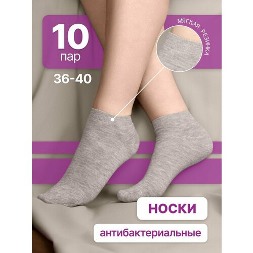 Носки , 10 пар, размер 36/42, серый