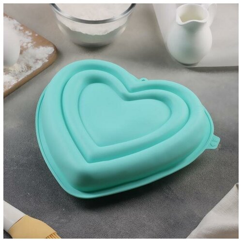 Форма силиконовая для муссовых десертов и выпечки Доляна «Сердце», 22×20×7 см, цвет микс