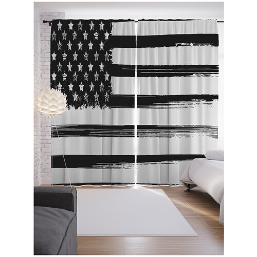 Шторы с фотопечатью JoyArty "Графический флаг США" из сатена, 290х265 см