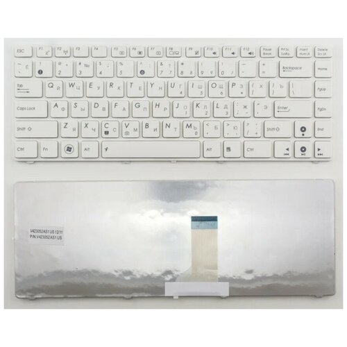 Клавиатура для ноутбука Asus N43JQ белая с белой рамкой
